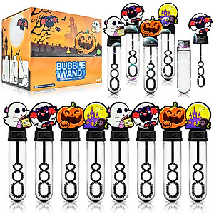 24 Pack Halloween Bubble Wands for Kids - Spooky Ghost, Bat, and Pumpkin Designs, Party Favors Bulk with Colorful Bubbles for Trick or Treat, Goodie Bag Stuffers, Birthday Gifts, Carnival Prizes
