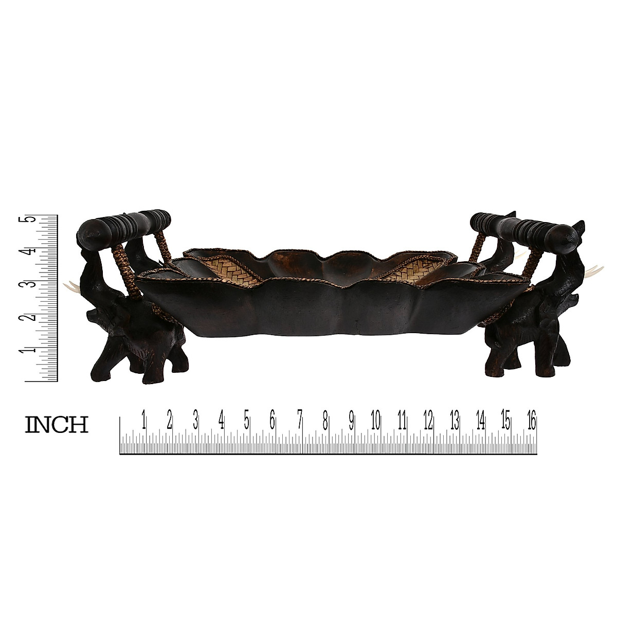 AeraVida Majestic Elephant Carved Rain Tree Wooden Tray | Decorative Serving Tray with Handles | Carved Rain Tree Wooden Tray | Wooden Serving Trays | Wooden Tray for Food