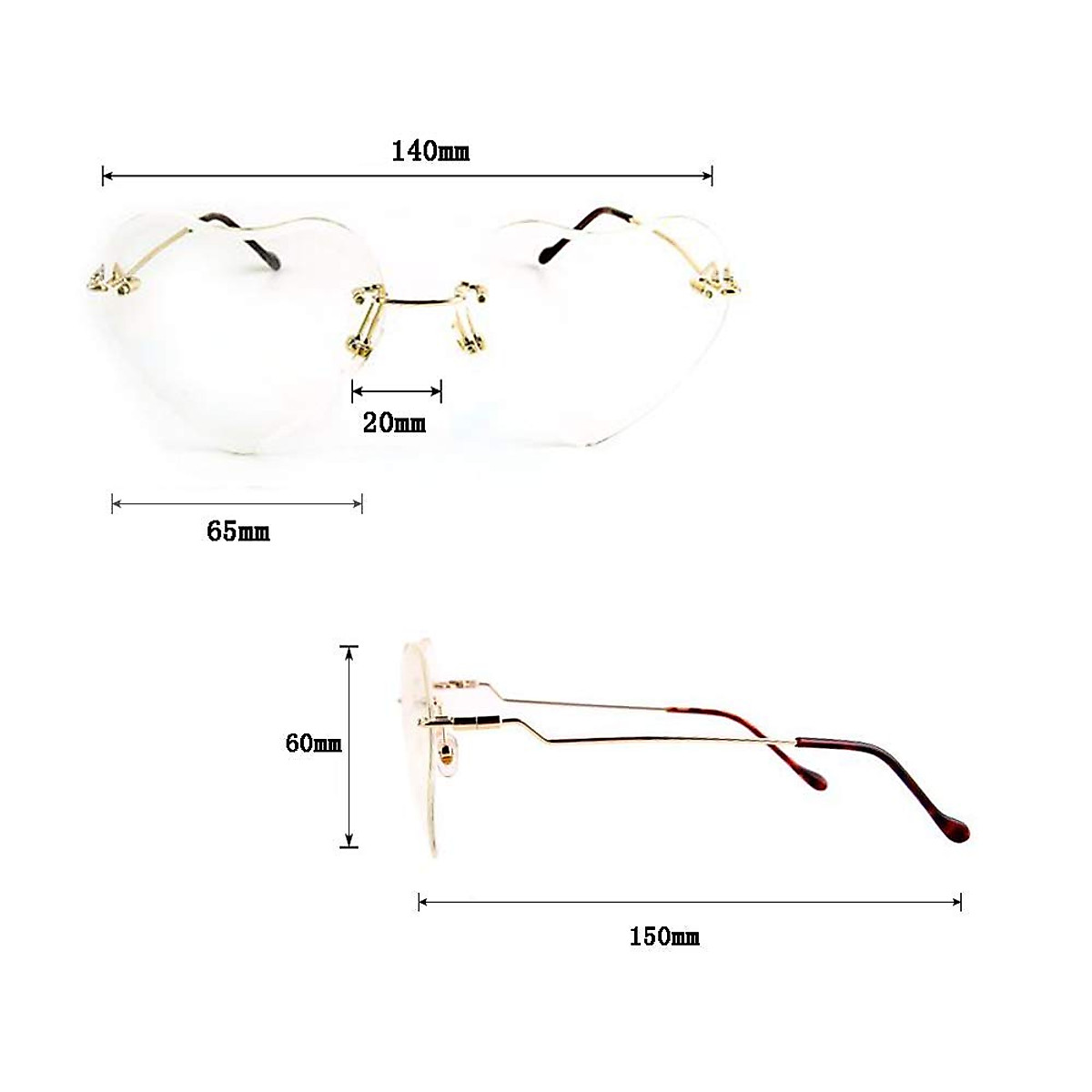 Dollger Clear Heart Sunglasses for women Rimless Heart Shaped Glasses Clear Love Frame Fun for Taylor Valentines Bachelorette Party