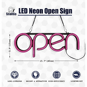 Open Signs for Business,LED Neon Open Sign,16x6 inch Lighted Sign for Restaurants Offices Retail Shops Window Storefronts,12V/1A Power Supply,with ON/OFF Switch (Horizontal Rose Red)