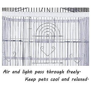 Tamu style Bird Cage Seed Catcher, Large, Stretchy Form Fitting Mesh Skirt Cover for Parrot Enclosures, Light and Breathable Fabric, Prevent Scatter and Mess, Reusable