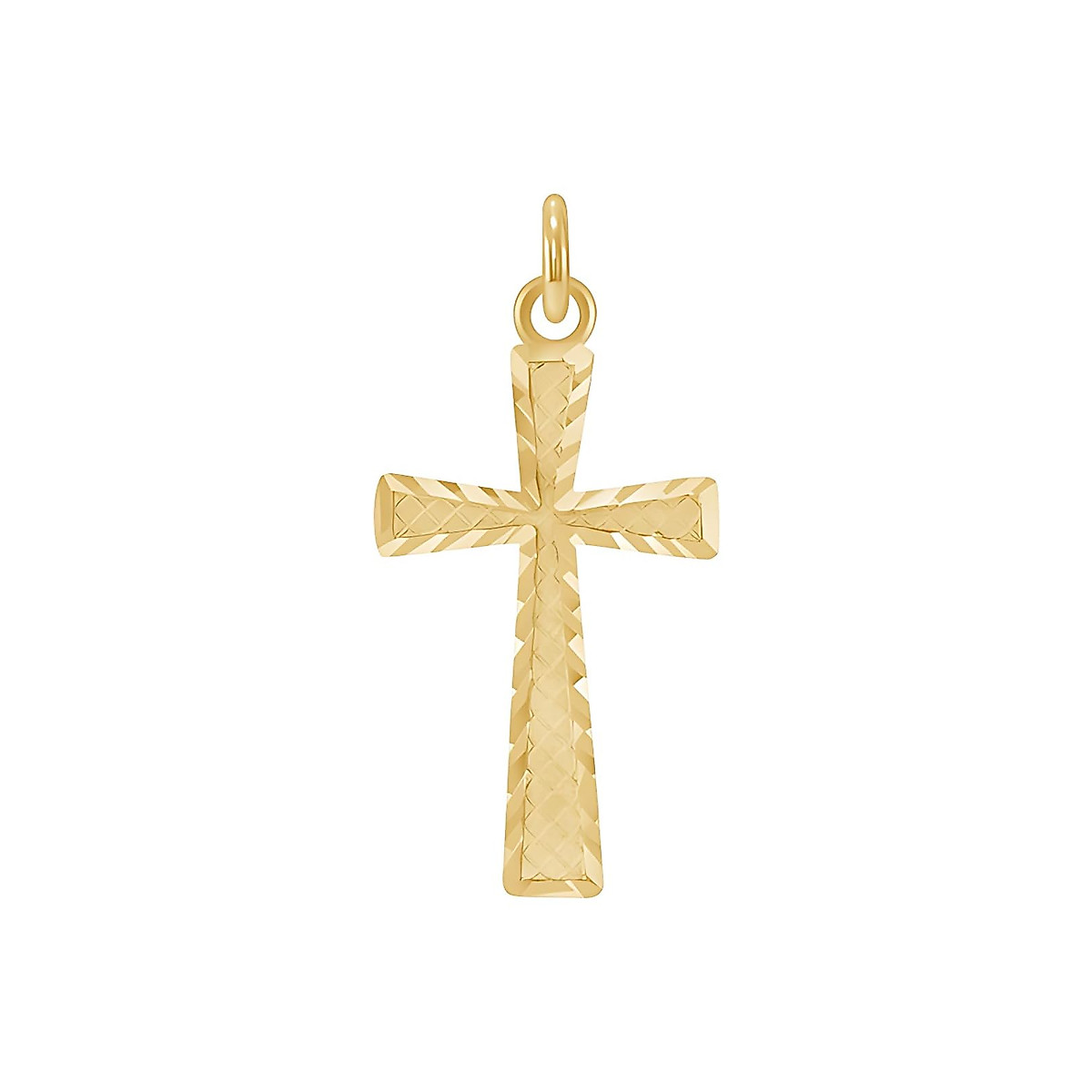 Takar Solid 10k Gold Cross Pendant For Men and Women. Gold Cross Charm, Real Gold Sparkle-Cut Crosses Charms, Religious Christian Jewelry for Women, Available In Rose Gold, Yellow Gold, and White Made In the USA.