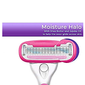 Personna Women's 5 Blade Razor System - Women's Shaving Razors - Razor Handle with 12 Replacement Cartridges Pink