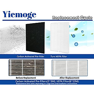 Yiemoge 115115 Replacement filter A: Compatible with winix Plasmawave C535 5300 5300-2 6300 6300-2 AM90 P300 Air Purifier - 2 TURE HPEA filter + 8 Pre-Filters
