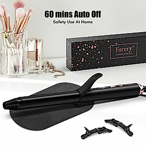 FARERY Long Barrel Curling Iron 1 Inch, Extra Long Curling Iron for Thin Hair, Ceramic Curling Iron Infused Argan Oil & Keratin, Long Lasting Styling, 11 Adjustable Temp, Include Clips & Silicone Pad
