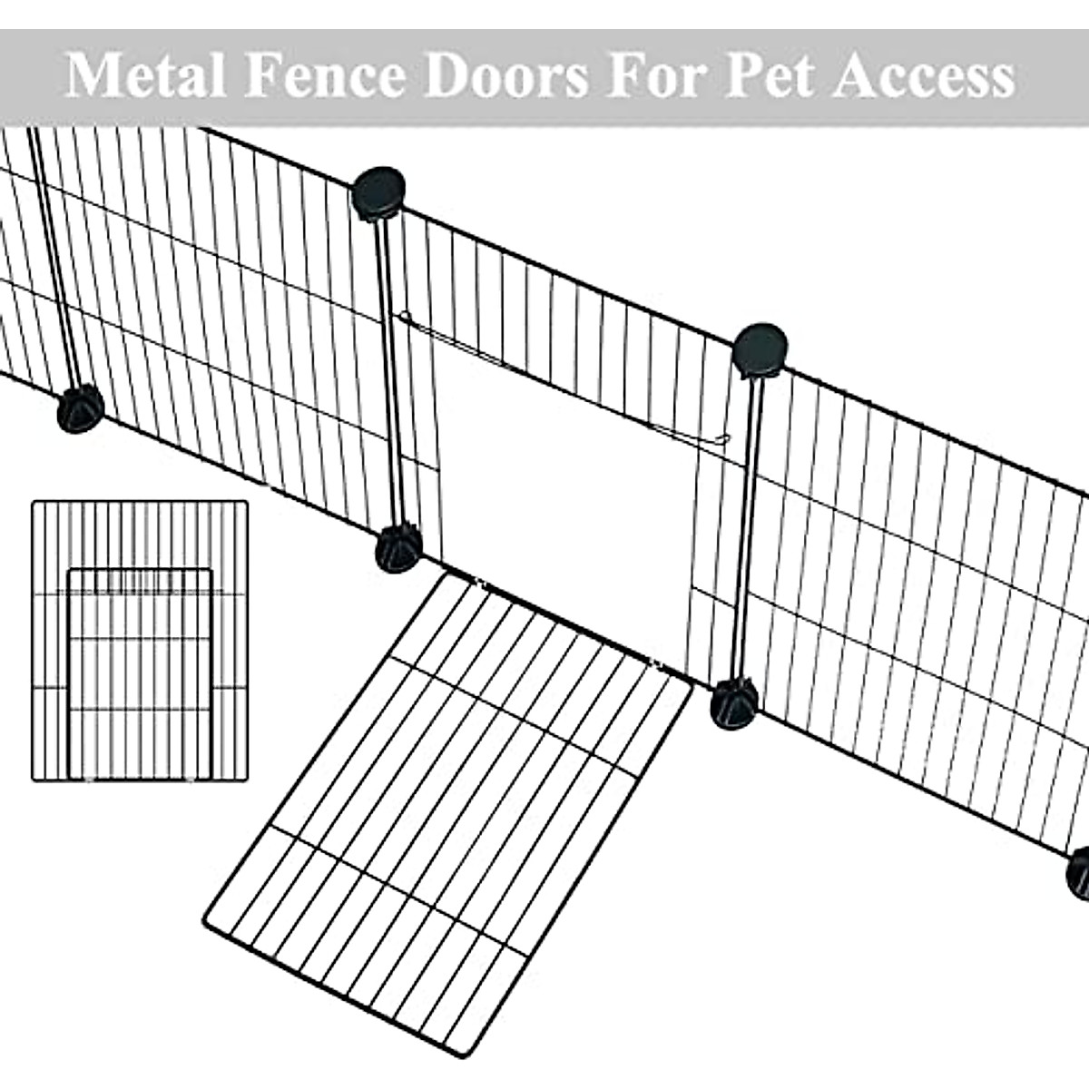 LANGXUN DIY Small Animal Pet Playpen with Door, Rabbit, Guinea Pig Cages, Puppy, Kitten Playpen | Indoor & Outdoor Portable Metal Wire Yard Fence, 12pcs Pet Panels