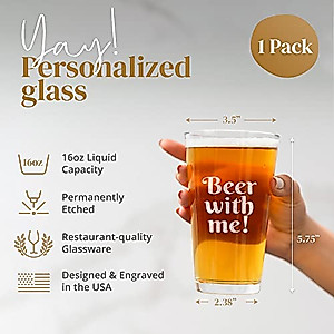 Personalized Beer Glass Engraved with Your Custom Text - Customized Gifts, Unique Birthday Gift, Bridesmaid Gift, Custom Gifts for Women or Men (16oz Pint)