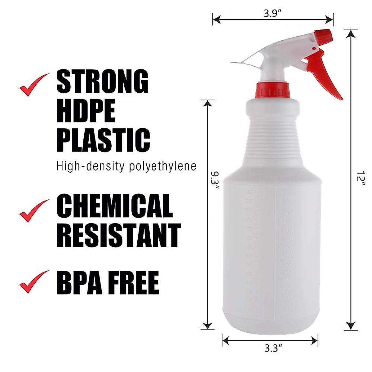 MLSD Empty Plastic Spray Bottle – 32 oz Spray Bottles for Cleaning Solutions Plants, Cleaning, Essential Oils, Hair, Plants With Adjustable Nozzle (Pack of 4)