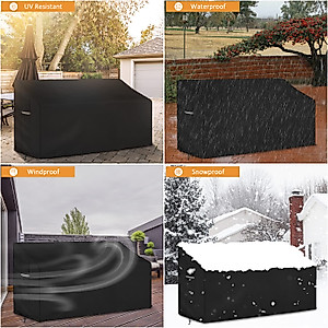 Dokon 2-Seater Heavy Duty Patio Bench Loveseat Covers Waterproof Outdoor Sofa Cover Anti-UV 600D Oxford Fabric Lawn Patio Furniture Covers with Air Vent, Standard (58"L x 32.5"D x 31"H) - Black