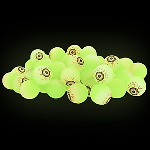 Juvale 50-Pack Glowing Eyeball Bouncy Balls for Kids, Glow in The Dark Halloween Party Supplies, Fun Spooky Eyeballs for Halloween Parties and Themed Celebrations, Decoration Supplies (1 in)