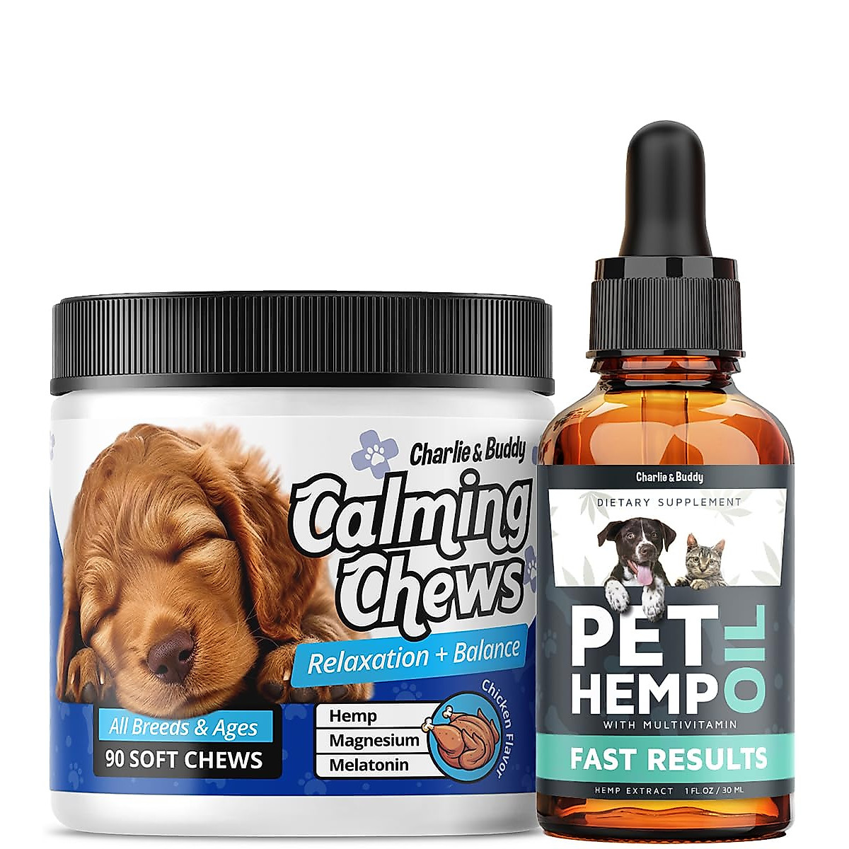 Charlie & Buddy Hеmp Оil for Dogs Cats, Calming Chews for Dogs, Dog Anxiety Relief