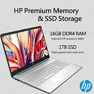 HP 15.6 inch Laptop, 16GB Memory, 1TB SSD Storage, Intel Core i3-1115G4 Processor, 15.6" HD Anti-Glare Display, HDMI, SD Card Reader, Wi-Fi & Bluetooth, Windows 11 Home, 1 Year Microsoft 365