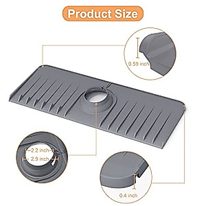 Sink Splash Guard Silicone Faucet Mat for Kitchen Sink Foldable Sink Mat Behind Faucet, TEMASH Faucet Handle Drip Catcher Tray Drain Drying Pad Countertop Protector for Kitchen Bathroom Bar RV(Grey)