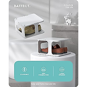 Baffect Shoe Rack Organizer, DIY Free Combination Plastic Shoe Storage, Stackable 8 Pair Shoe Shelf for Closet, Entryway and Hallway (4 Tiers)