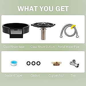 Glass Rinser for Kitchen Sink, Faucet Glass Washer Stainless Steel, Bottle Cleaner Sink Attachment, Metal Cup Rinsing Device Bar Kitchen Sinks Accessories, Black