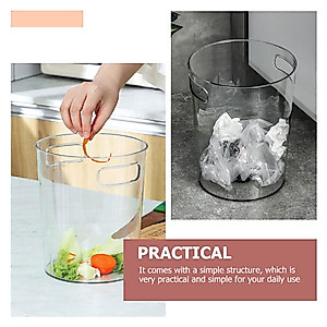 SEWACC Small Trash Can Plastic Wastebasket Clear Garbage Container Bin Ice Bucket Flower Arrangement for Bathroom Bedroom Kitchen Home Office 17.5X16.5CM Trash Cans