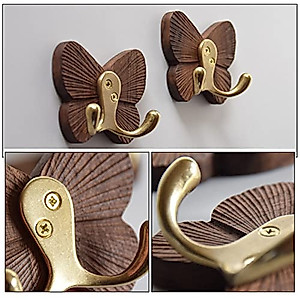 Alipis 3 pcs Hangers Storage Hooks Mounted Practical Balcony Retro Utility Robe Hanging Wall-Mounted Hardware Towel Scarf Wall Wooden Handbag Hat for Purse Natural Shape Rack