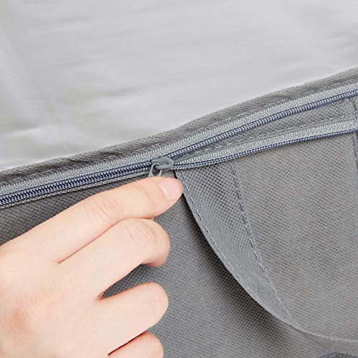 Amazon Basics Under Bed Fabric Storage Container Bags with Window and Handles - 2-Pack, 30.2 x 20 x 5.7 Inches, Gray