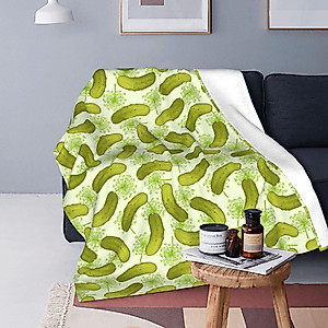 New Dill Pickles Throw Blankets Flannel Blanket Pickles Blanket Soft Bed Throw Blanket Luxurious Warm Cozy Throw Blanket All-Season for Couch Sofa Bed for Adults Kids Boys Teens Gift 50"x40"