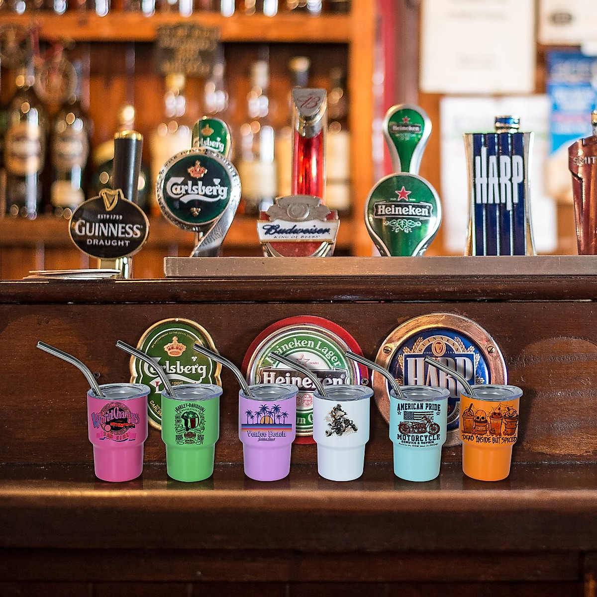 FECBK 3 oz Mini Tumbler Shot Glass with Straw and Lid 12 Pcs Sublimation Shot Glasses Tumblers Blank Stainless Steel Cute Shot Glasses Set for Wedding Party Whiskey Cocktail Bar, 6 Colored