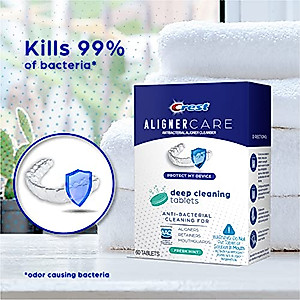 Crest Aligner Care Deep Cleaning Anti-Bacterial Tablets for Aligners, Retainers, Mouthguards, 60-Count, Pack of 3