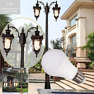 Dusk to Dawn LED Outdoor Light Bulb, 60 Watt Equivalent, 630 Lumen Energy Efficient 7W LED Daylight White, Auto on/Off, Photocell Sensor Light Bulbs, 3-Pack