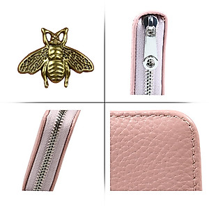 YEGQ Women Leather Coin Purse Zipper Small Wallet Card Case RFID Credit Card Holder Coin Pocket for Women & Grils (Pink)