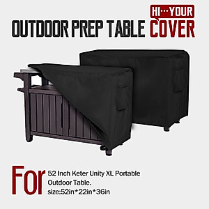 Prep Table Cover, Fits 52 inch Keter Unity XL Portable Outdoor Table,420D Tear-Resistant, UV Resistant, All Weather Protection Waterproof,52"L x 22"W x 36"H