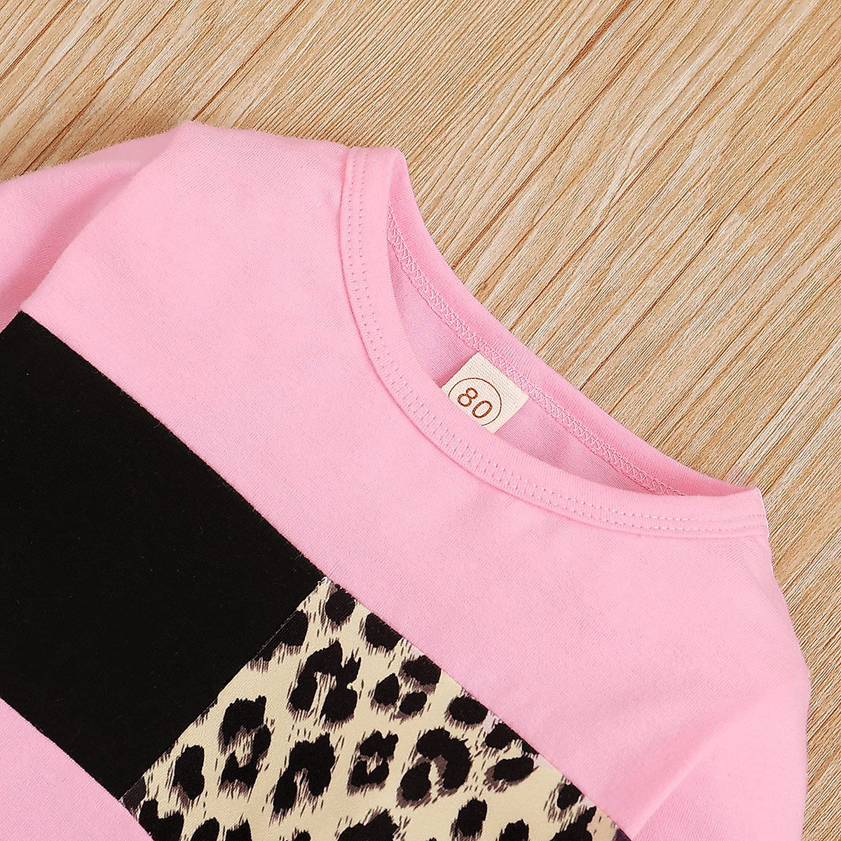 Tikoubabe Toddler Girl Clothes Baby Sweatshirt Leopard Fall Winter Outfits Long Sleeve Tops Pants Set 2 Pcs Pink 4-5 Years 120CM