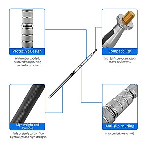 Selens Mic Boom Pole Portable Microphone Boom Arm 5-Section Extendable Handheld Mic Arm Microphone Holder for Sound Recording, Video, Broadcast and Electronic News Gathering, 2.7ft-9.8ft