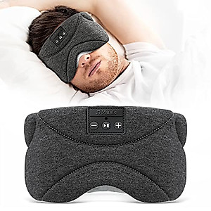 Flashmen Bluetooth Sleep Mask with White Noise Blackout Light Ice-Feeling Extra Soft Modal Lining Sleep Eye Mask Ultra-Thin Sleeping Headphones (Black)