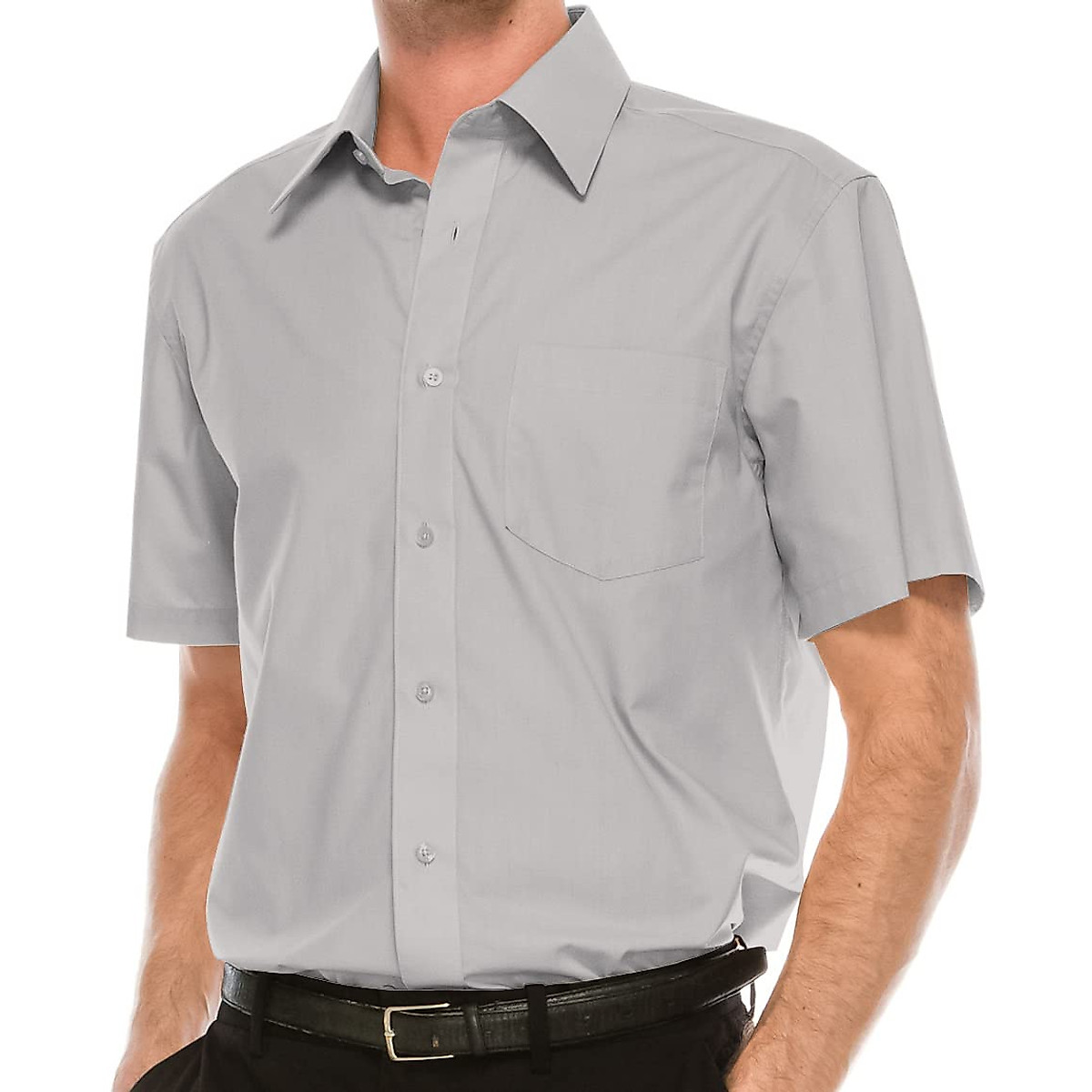 OmegaTux Mens Short Sleeve Solid Color Dress Shirts Apple Green