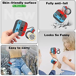 Mulafnxal for Airpod 1/2 Case Cute Cartoon 3D Kawaii Unique Silicone Air Pods Cover Funny Fashion Fun Cool Keychain Character Game Design Stylish Cases Men Girls Boys Teen for Airpods 1/2