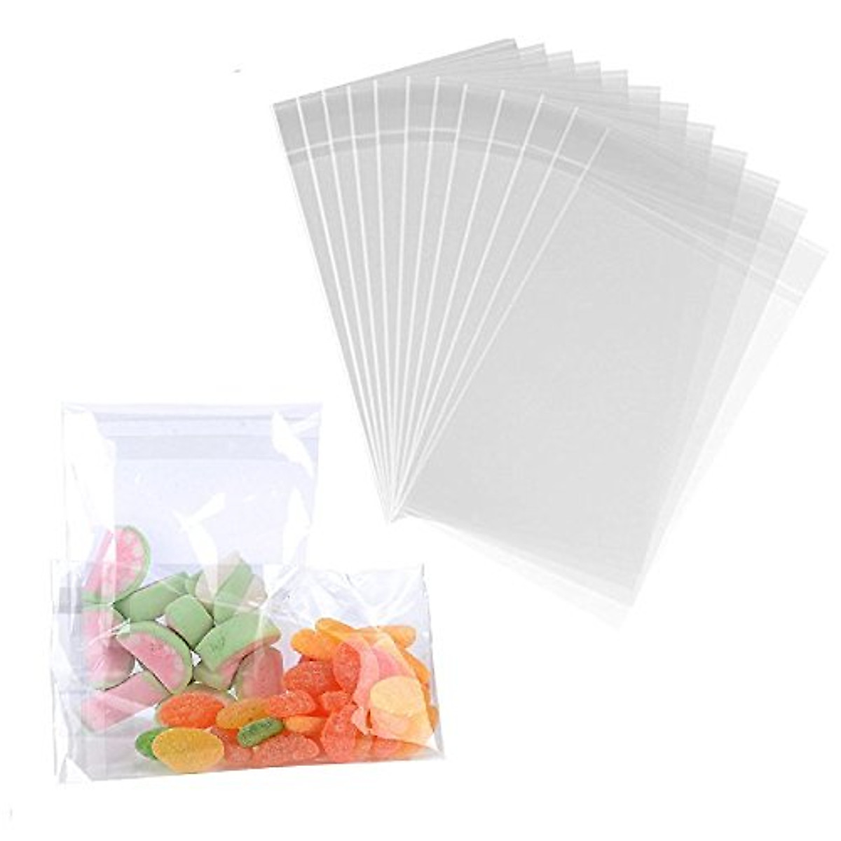 WOIWO 200PCS OPP Self - Adhesive Bag Self - Sealing Transparent Packaging Bag Self - Made Plastic Bag Printing Plastic Bag,Suitable for Bakery, Candle, Soap, Cookie Poly Bags(3.5" x 5.1")
