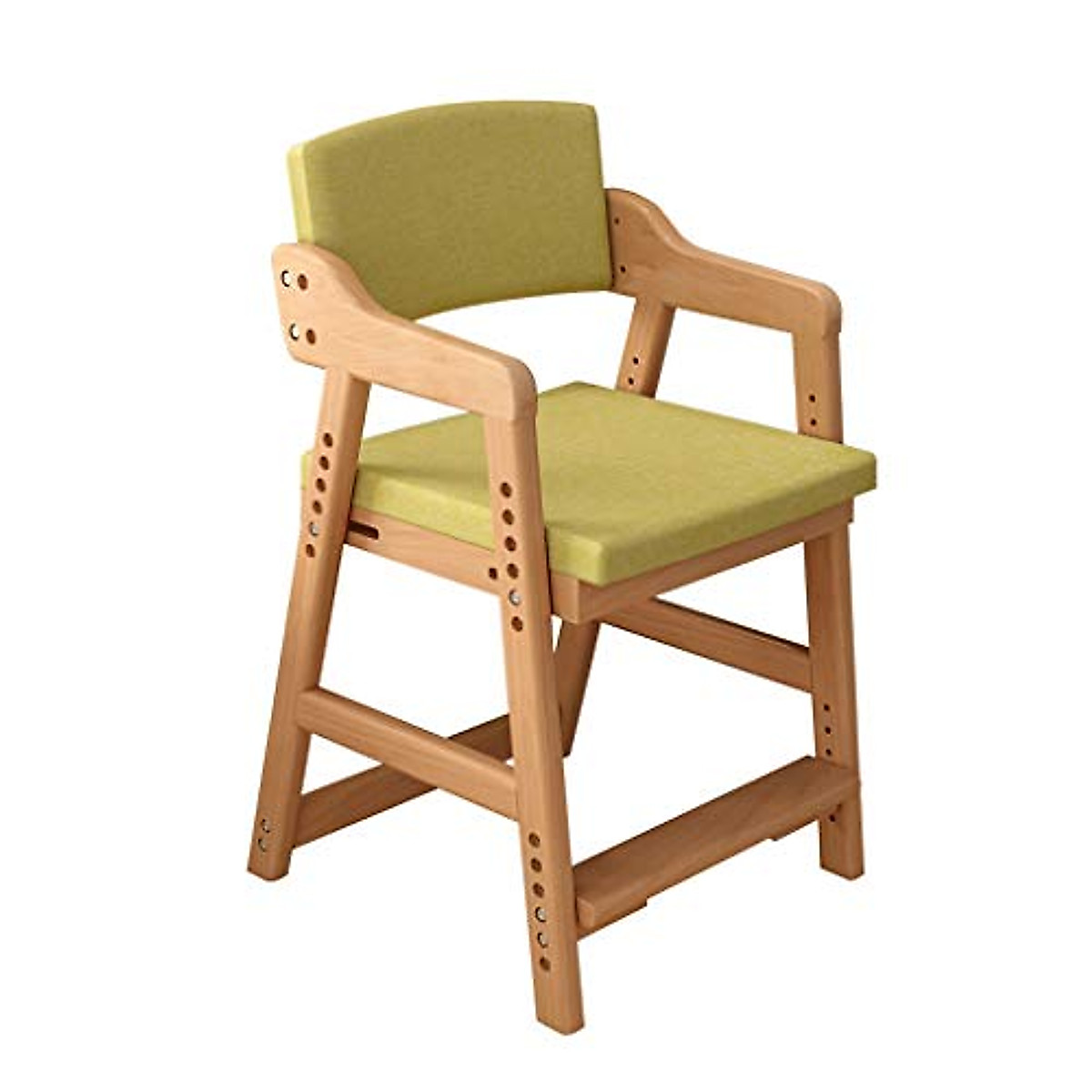 XFENG Adjustable Wood Chairs Liftable Study Chair for Kids with Arm Rest, Dining Side Chairs for Tables, Student Study Work Lift Ergonomic Posture Computer Washable Dining Desk Chair (Color : Green)