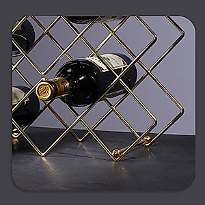 XXSLY Countertop Wine Rack Metal Geometric Wine Organizer Stand Wine Storage Holder Display Shelf Decoration for Home Bar Countertop Tabletop Cabinet (Pyramid 4 Bottles)
