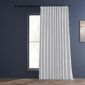 HPD Half Price Drapes Extra Wide Faux Silk Blackout Curtains 108 Inches Long for Bedroom & Living Room Vintage Textured Blackout Curtain (1 Panel), 100W x 108L, Ice