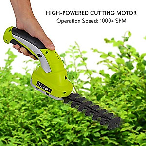 SereneLife PSLTLL1812 Cordless Handheld Shears-Electrical Hand Held Hedge Trimmer Weed Or Grass Clippers with 3.6V Rechargeable Battery, Metal Blades, for Lawn Yd Gardening Use, Yellow