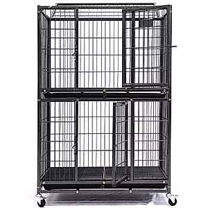 Homey Pet New 2 Levels 31" Crate with Durable Plastic Black Tray and Caster (Cage)