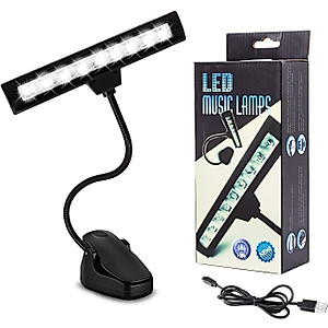 Music Stand Light, 9 LED Professional Musician Clip On Piano Lights, Adjustable Neck Rechargeable USB Orchestra Light Book Lamp, Great for Piano, Voilin, Orchestra, Podium, Desk and Bed Headboard