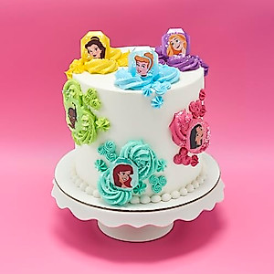 DecoPac Disney Princess Gemstone Rings, Cupcake Decorations Featuring Mulan, Cinderella, Tiana, Belle, Rapunzel and Ariel, Multicolored 3D Food Safe Cake Toppers – 24 Pack