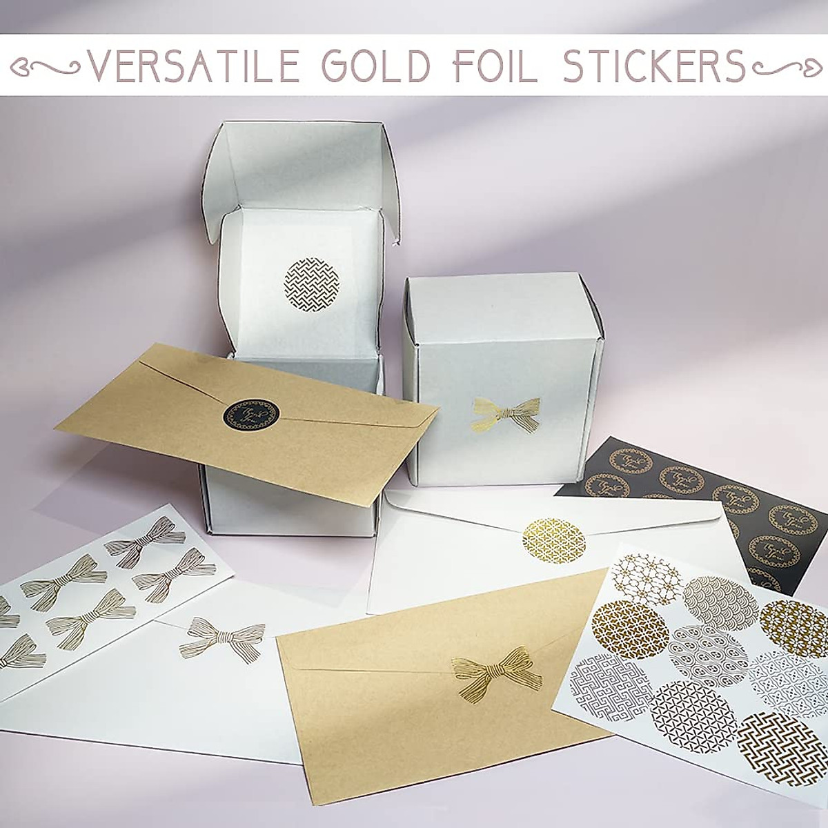 Pobees 30 Sheets 1.5"-1.8" Large Gold Foil Envelope Seal Stickers for Wedding Invitations,Greeting Cards,Party,Graduation,Gift Packaging,Self-Adhesive