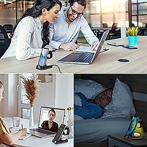 AEQ 3 in 1 Wireless Charger for Apple, Wireless Charging Station for Apple Multiple Devices with Clock/Alarm/Night Light for Apple Watch 8 7 6 SE 5 4 3 2, Airpods 3/2/Pro,iPhone14 13 12 11 Pro Max X