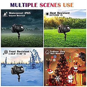 Christmas Projector Lights Outdoor Upgrade 2-in-1 72 HD Effects 3D Ocean Wave Holiday Snowflake Projector Lights Waterproof IP65 Projection Light with Remote Timer for Halloween Xmas Party Decorations