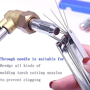 Herain Welding Tip Cleaner, Carb Carburetor Cleaner and Torch Nozzle Tip Cleaner Set for Cleaning Engine Carburetors, Gas Orifices, Sprinklers, Shower Heads(12 Wire Set Plus a Flat File) (1)