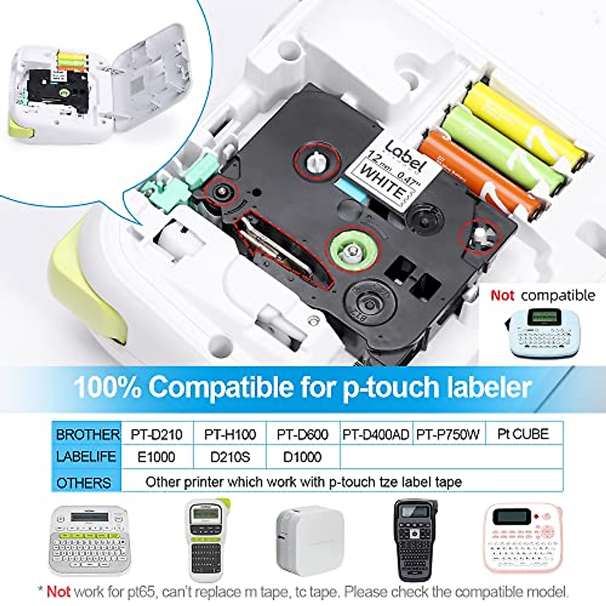 4 Pack Label Maker Tape Compatible Brother Label Maker Tape TZe-231 TZe231 12mm 0.47 Inch Laminated White Tape for Brother P-Touch PT-1290 PT-D210 PT-H100 PTD220 PTD600 Labeler, Black on White