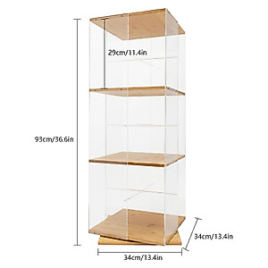 HAPPCUCOE 3 Tier Acrylic Rotating Bookshelf,360 Revolving Bookcase Floor Standing Acrylic Bookcase, Swivel Bookcase for Study Rooms, Offices, Classrooms