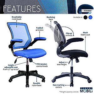 Techni Mobili Mesh Task Office Chair with Flip Up Arms. Color: Black, Mid-Back