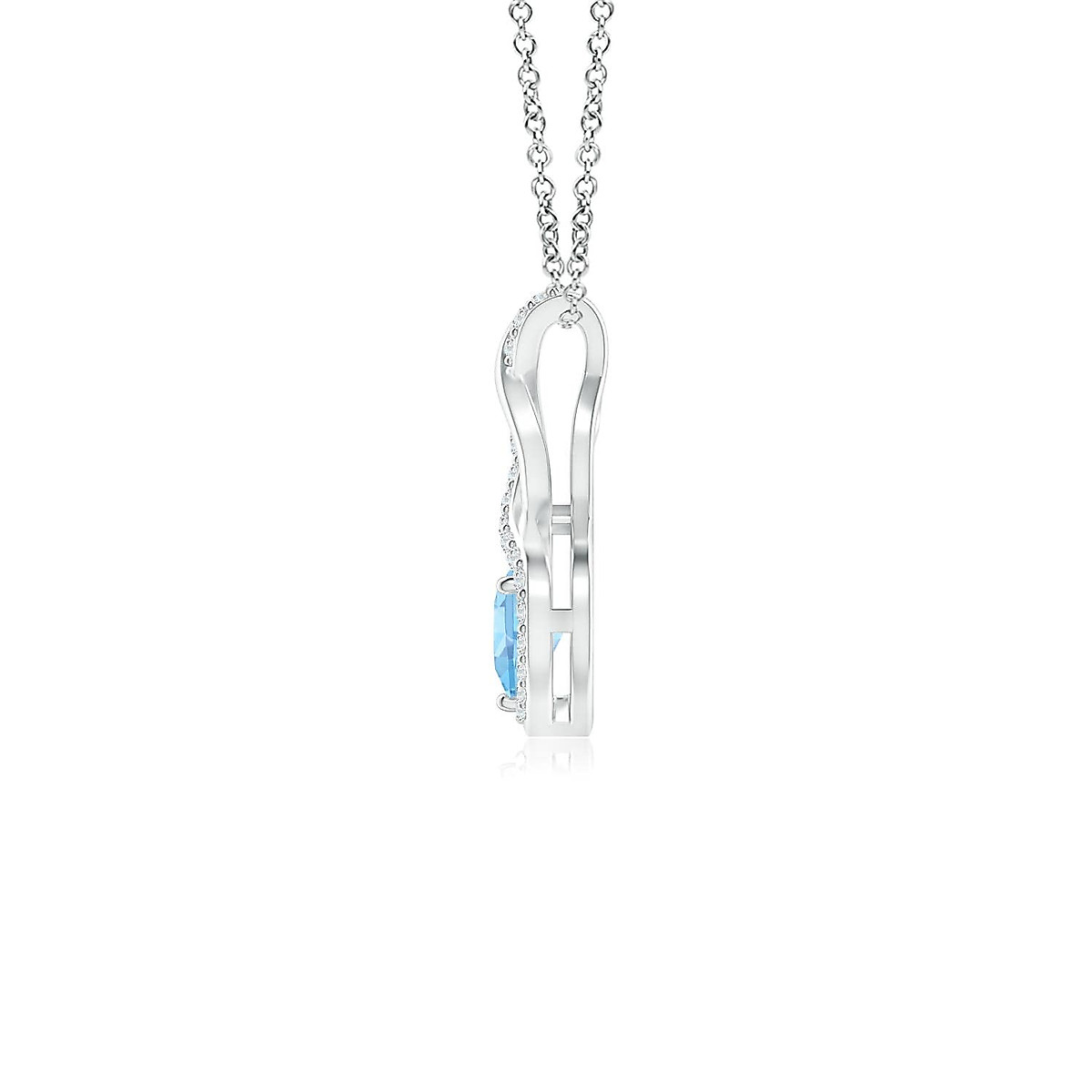 Angara Aquamarine Infinity Heart Pendant Necklace with Diamonds in 14K White Gold 4mm Aquamarine - March Birthstone