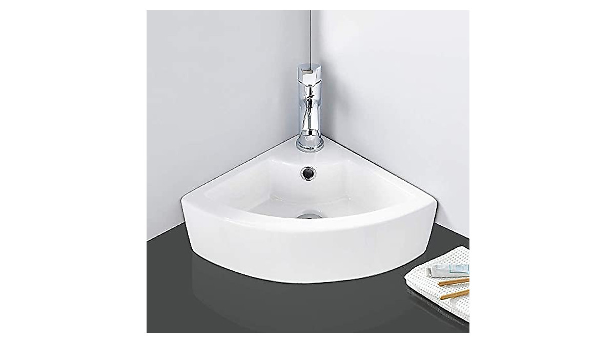 VASOYO Small Corner Bathroom Sink - Space-Saving Design